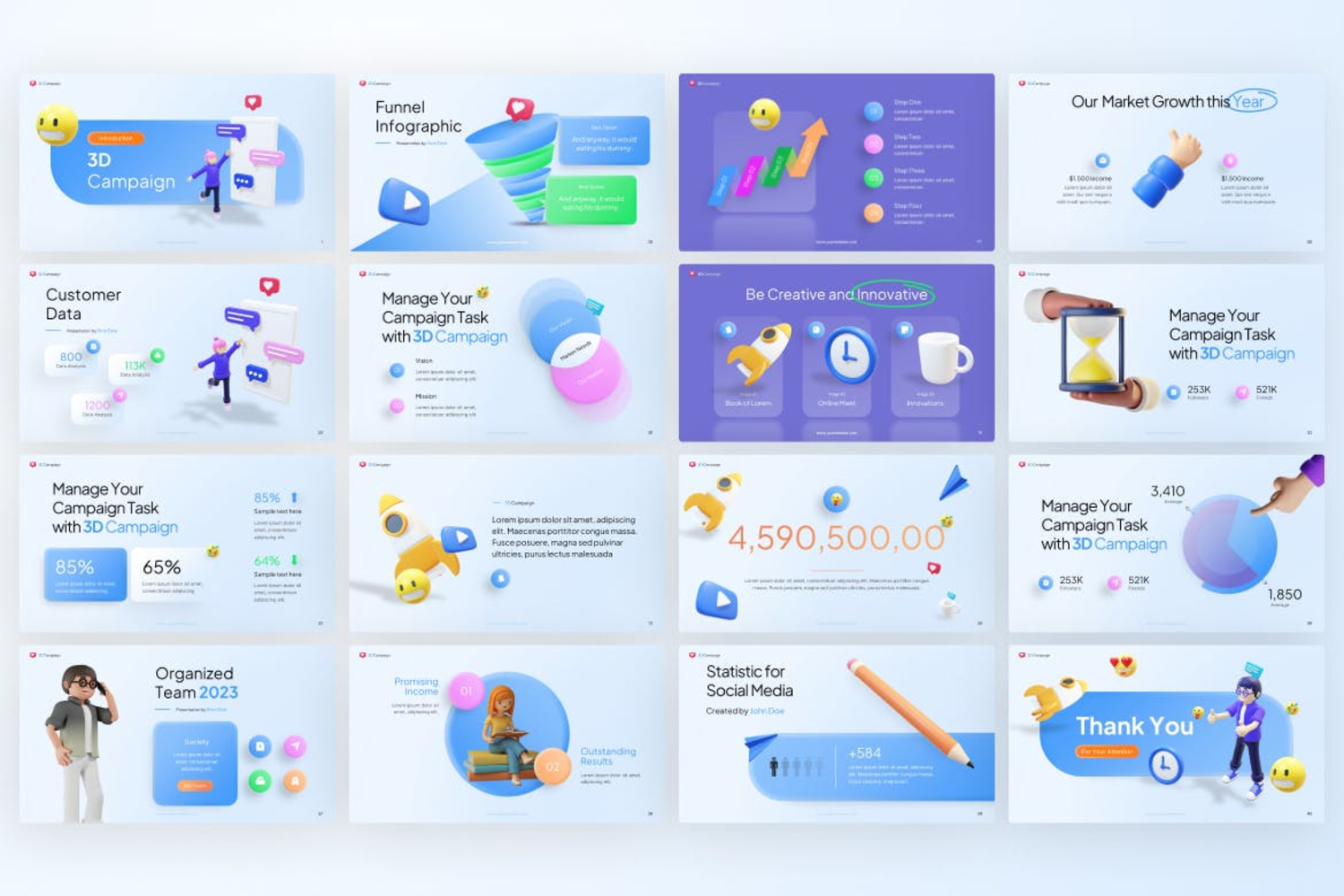 4421 3D卡通商业活动策划方案演讲汇报PPT模板 3D Campaign Creative PowerPoint Template@GOOODME.COM _ 果觅网（gooodme）